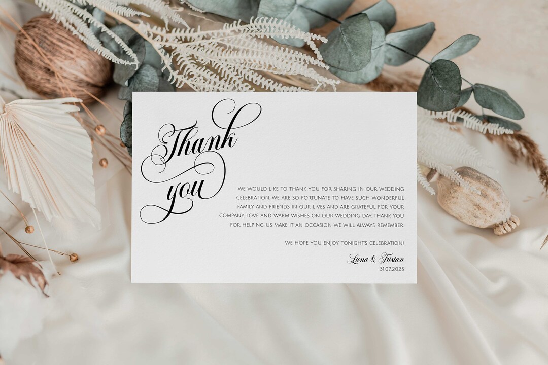 Elegant Flat Thank You Card, Printable Thank You, Modern Thank You Card ...