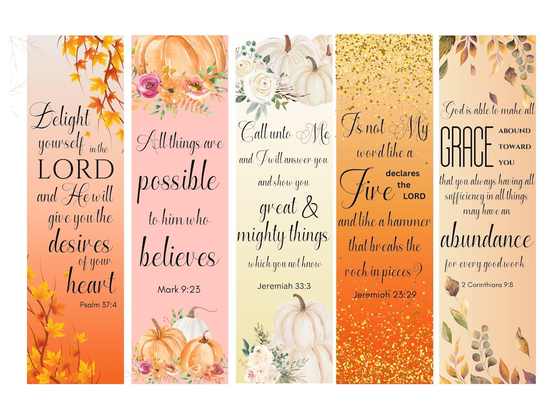 Printable Bible Verse Bookmarks Fall Watercolor Scripture Printable ...