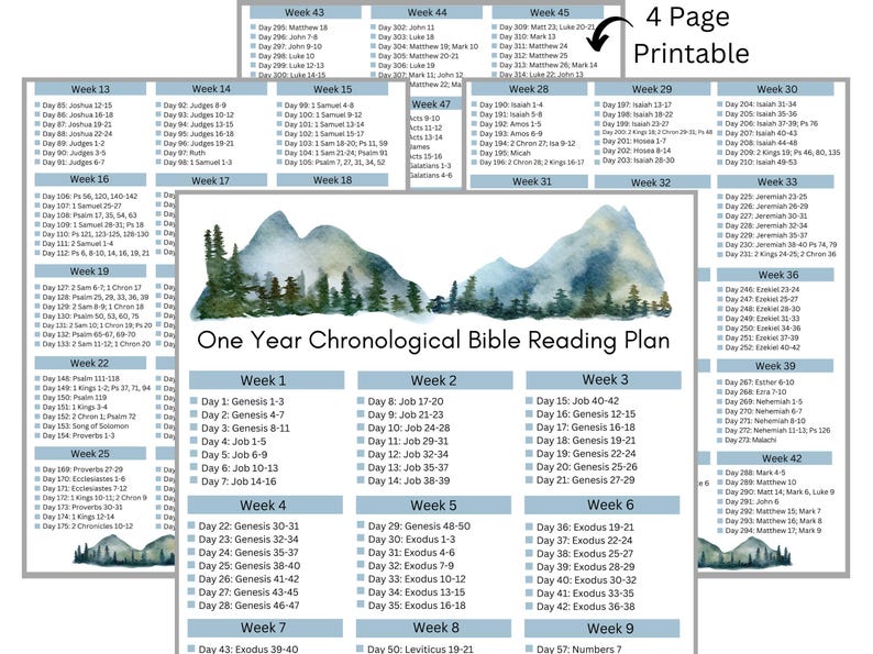 Bible Reading Plan One Year Bible Tracker for Men Bible Study ...