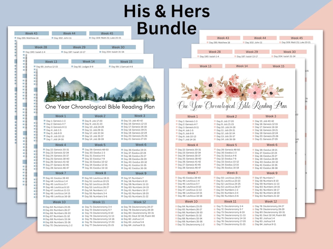 His and Hers Bible Reading Plan Chronological Bible Tracker One Year ...