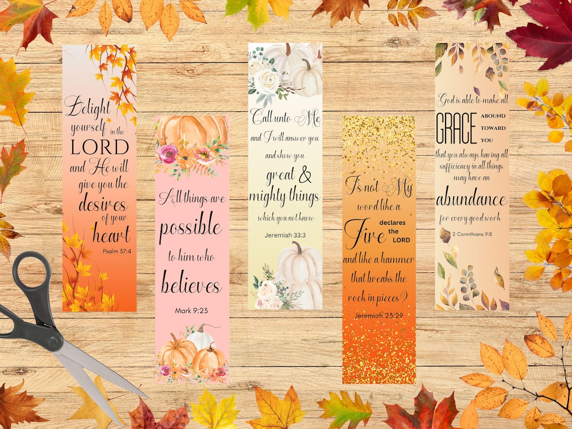 Printable Bible Verse Bookmarks Fall Watercolor Scripture Printable ...