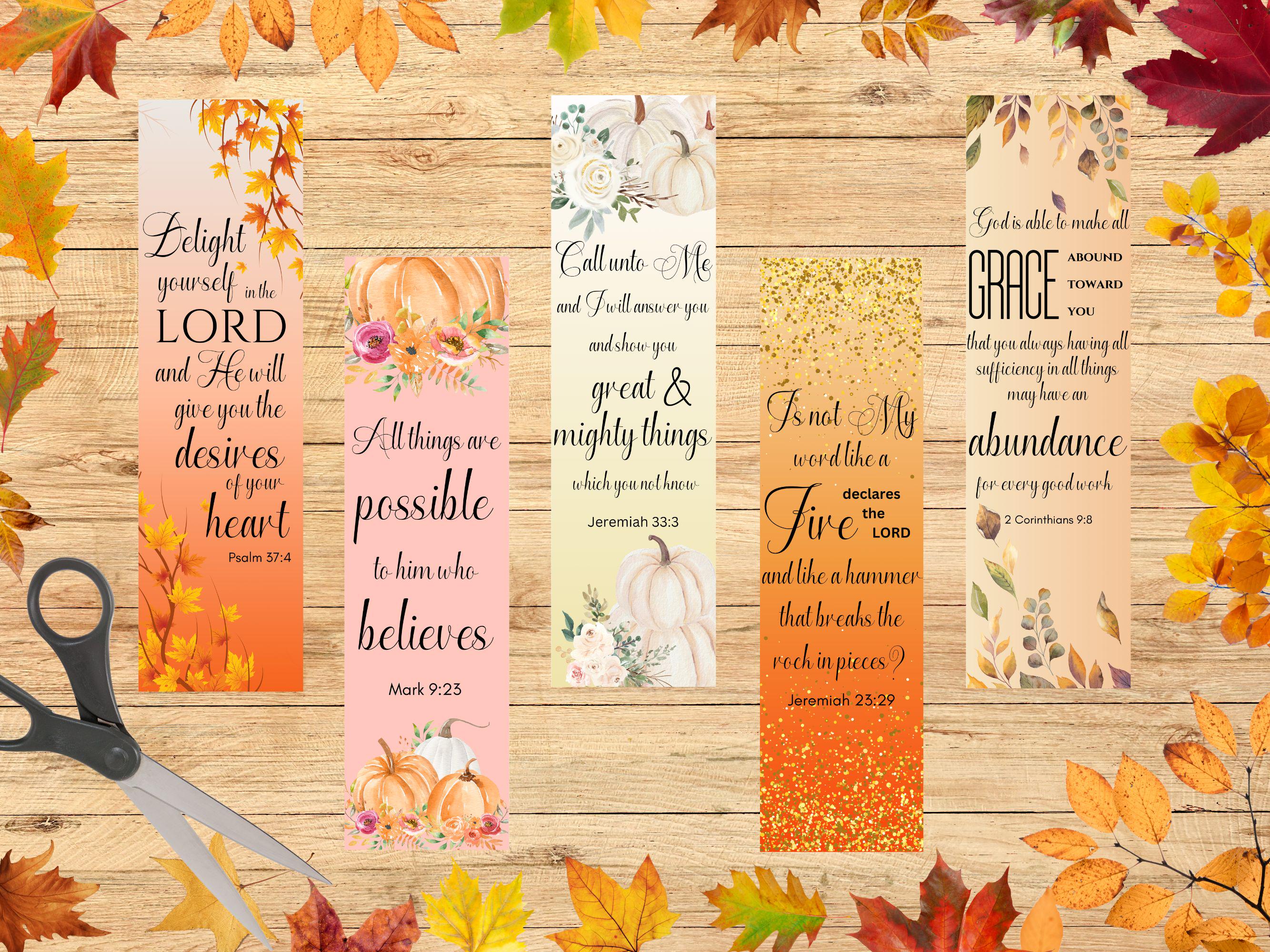 Printable Bible Verse Bookmarks Fall Watercolor Scripture Printable ...