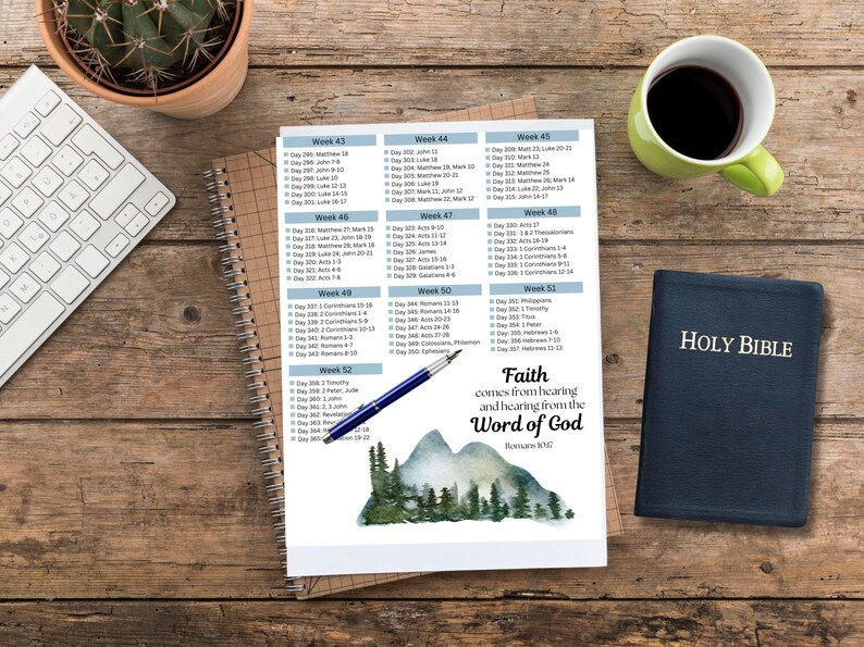Bible Reading Plan One Year Bible Tracker for Men Bible Study ...