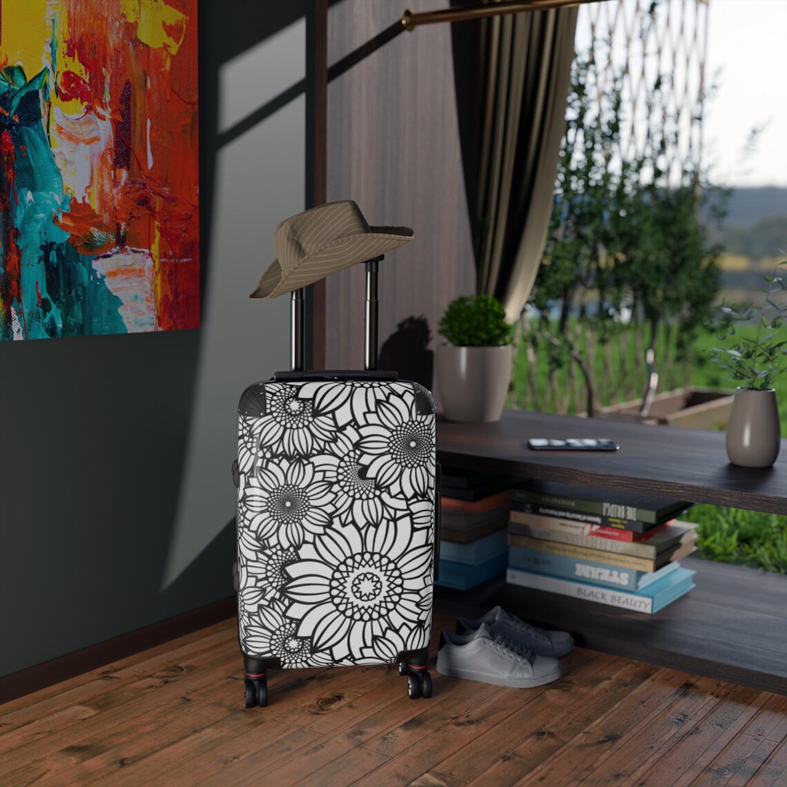 Black Sunflower | Suitcase - Etsy