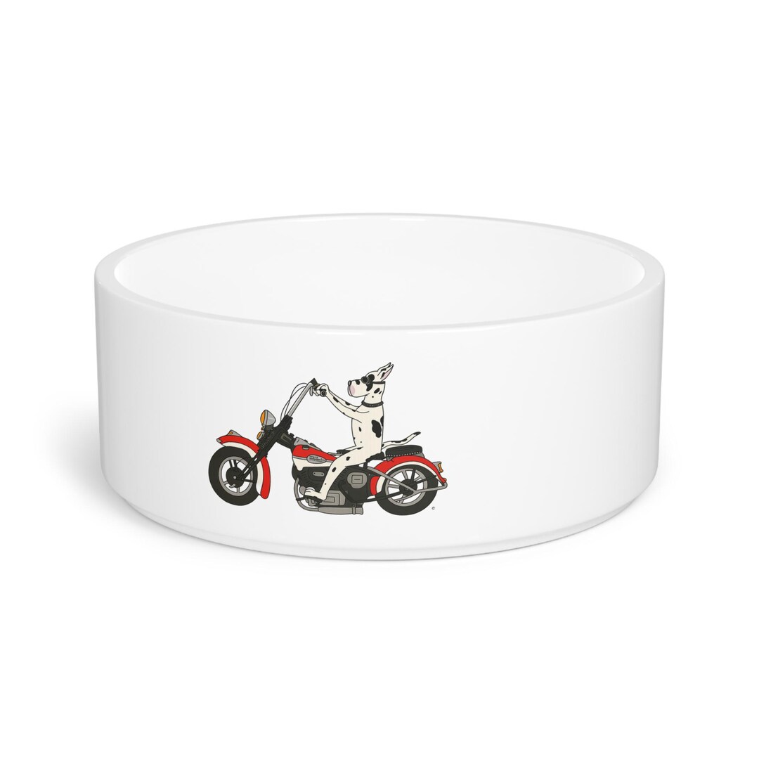 Motorcycle Dog Ceramic Bowl, Fun Pet Feeding Dish, 16oz - Etsy