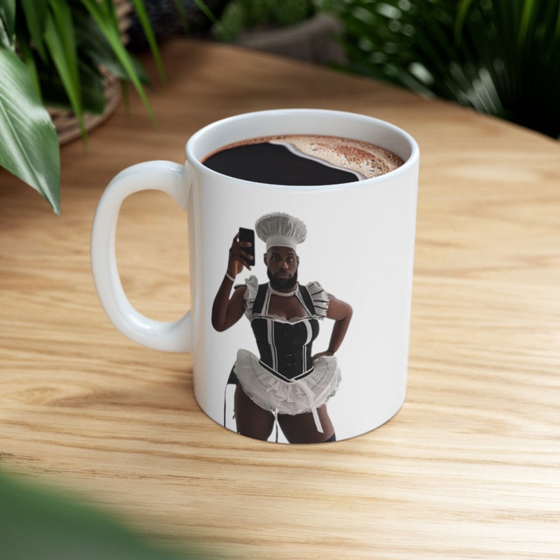 French Maid Sexy Lebron Meme, Funny Mug, Quirky Mug, Meme Humor Mug ...