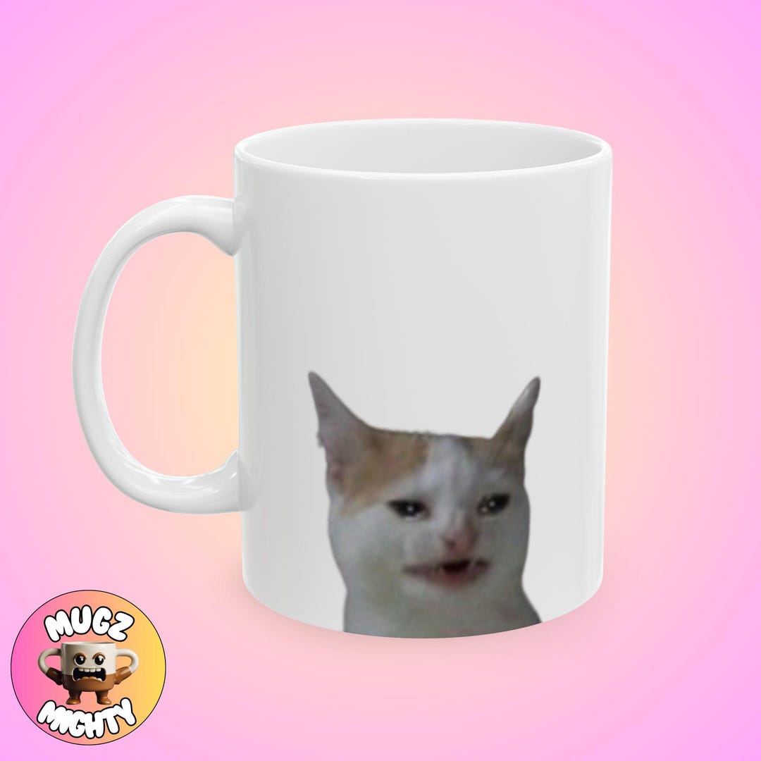 Distressed Upset Sad Cat Meme Mug Funny Silly Modern Gift Self Aware ...