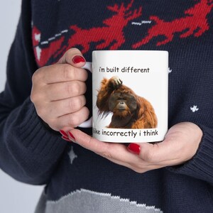 Monkey Built Different Funny Meme Mug Orangutan Trend Silly Modern Gift ...