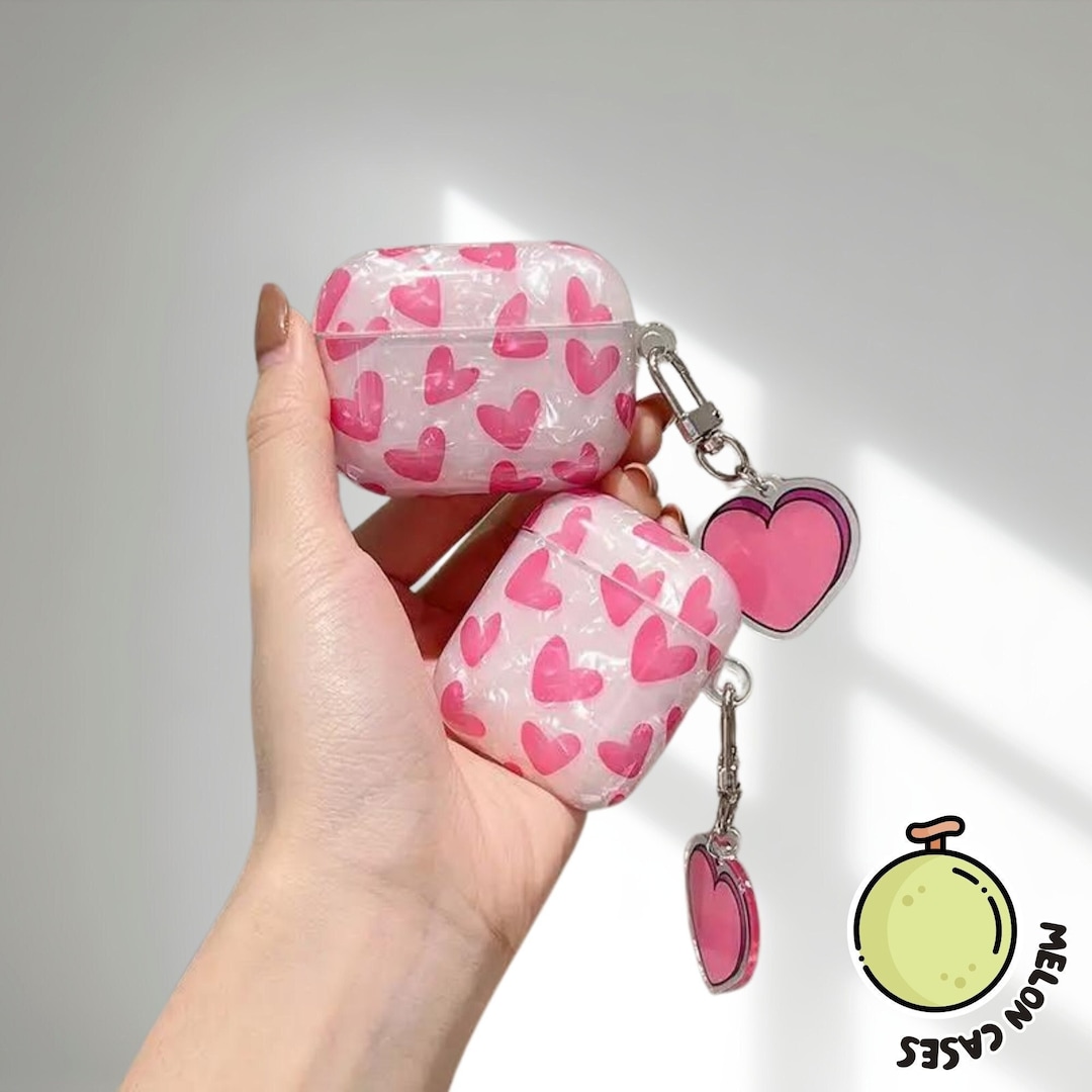 Korean Pink Heart AirPod Case Cute Pearl Shell AirPod Case for Airpods ...