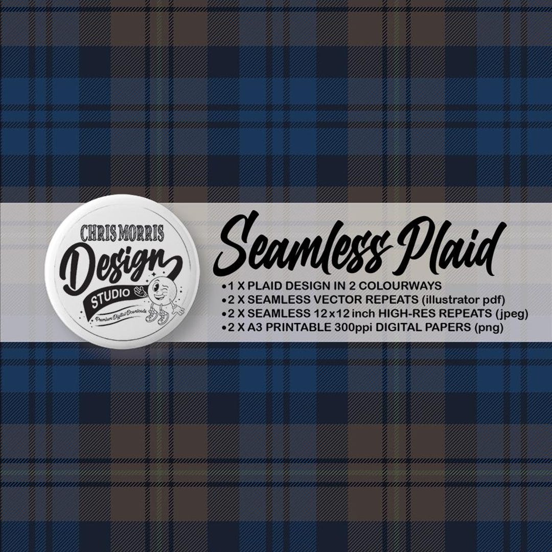 Seamless Tartan Plaid Check Vector Pattern, 2 Colourways - Blue & Rust ...