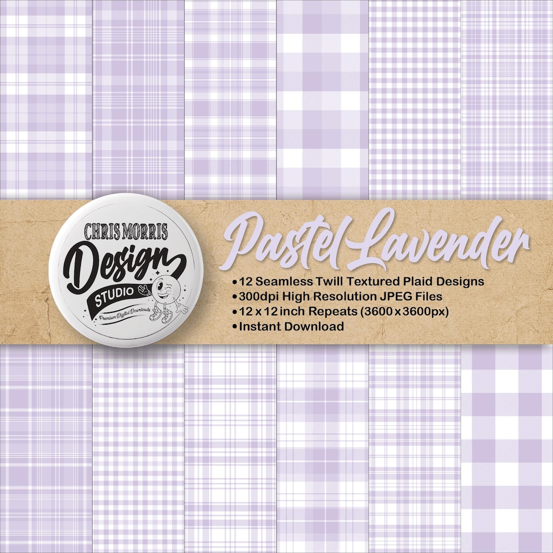 Pastel Lavender Plaid Patterns: Seamless Digital Paper Bundle (12 ...