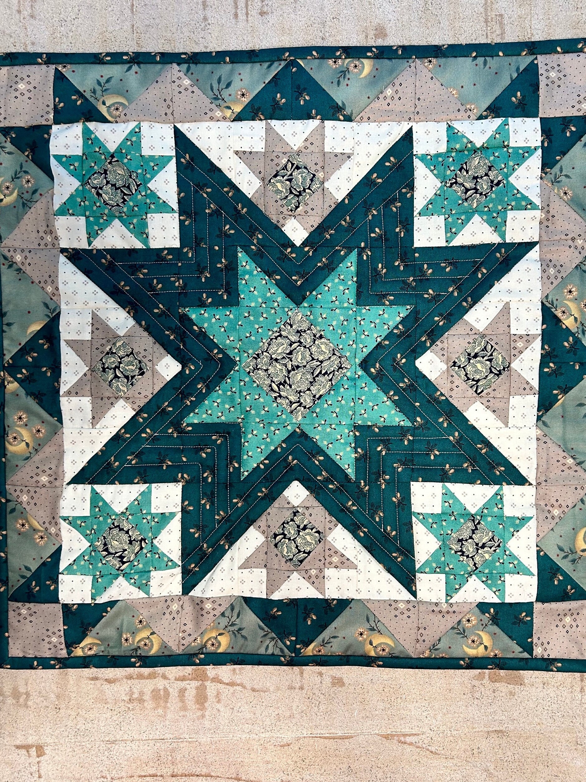 Hand-crafted, Star Pattern, Quilted Table Topper, Wall Hanging ...