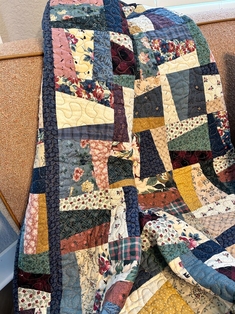 Country, Quilt, Throw-size, Blue, Mauve, Pink, Farmhouse Style ...