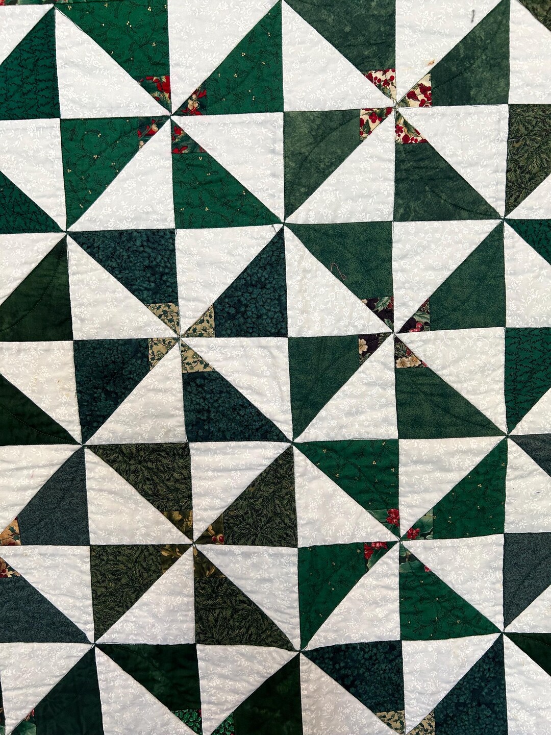 Quilted, Green, Pinwheel, Christmas, Table Runner, Wall-hanging ...