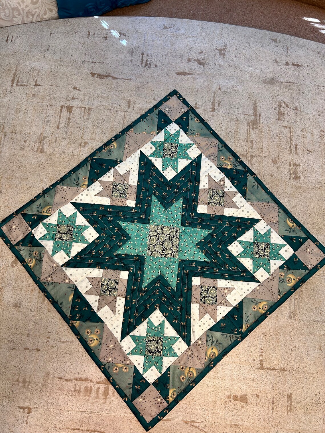Hand-crafted, Star Pattern, Quilted Table Topper, Wall Hanging ...