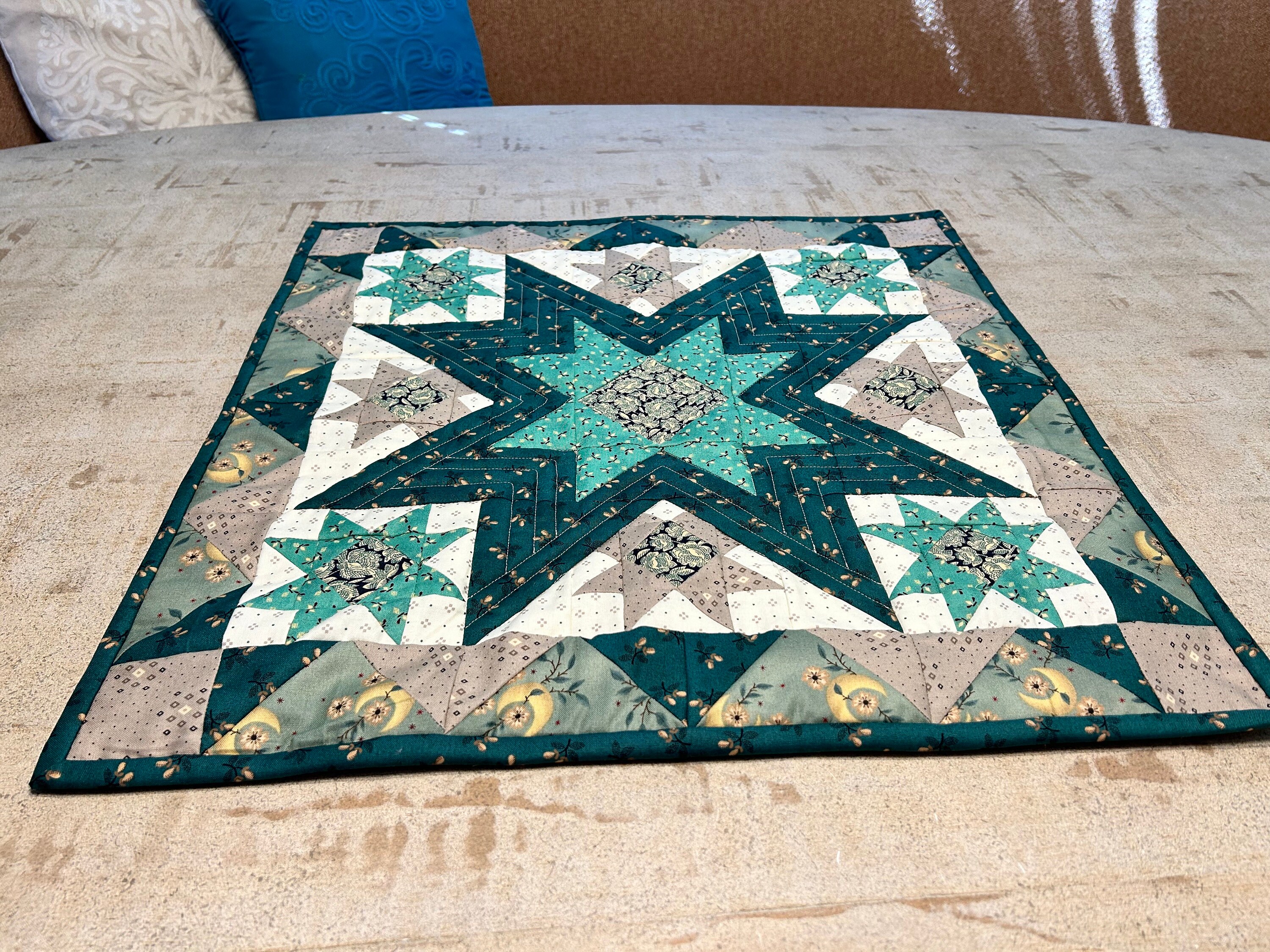Hand-crafted, Star Pattern, Quilted Table Topper, Wall Hanging ...