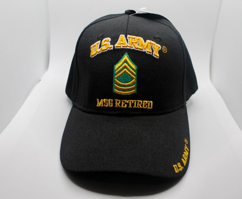 U.S Army MSG Retired Black Hat. Army Logo Hat. US Army Veteran Baseball ...