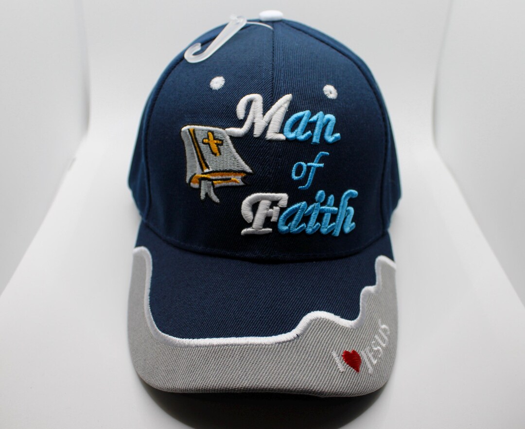 Man of Faith Blue Hat. Jesus Baseball Cap. Christian Hat. Trucker Hat ...