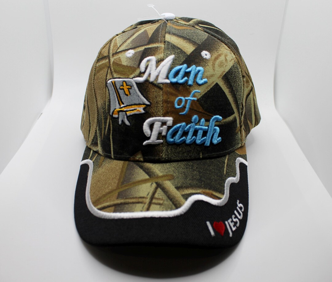 Man of Faith Camo Hat. Jesus Baseball Cap. Christian Hat. Trucker Hat ...