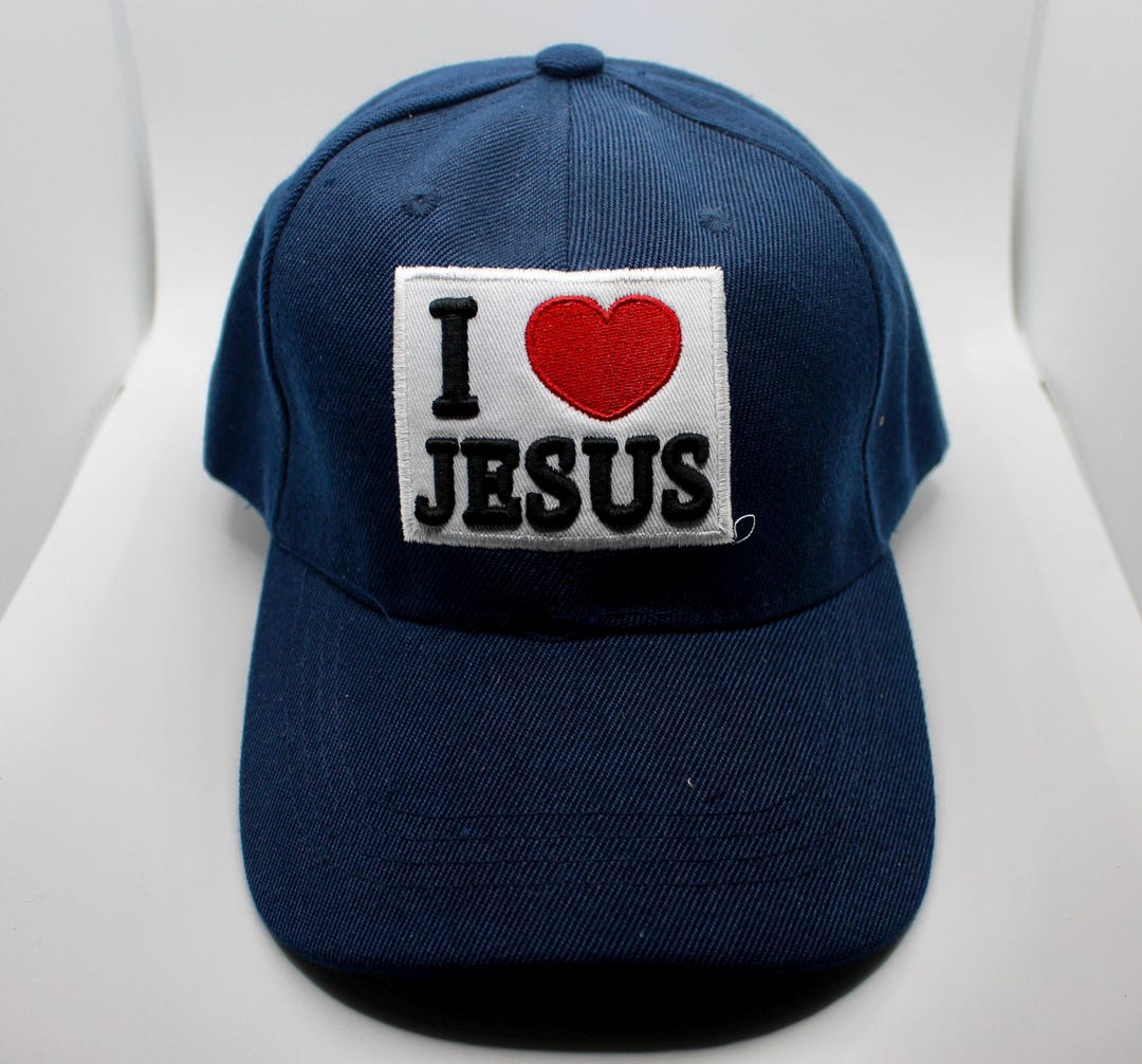 I Love Jesus Hat. I Love Jesus Baseball Cap. Christian Blue Hat. Jesus ...