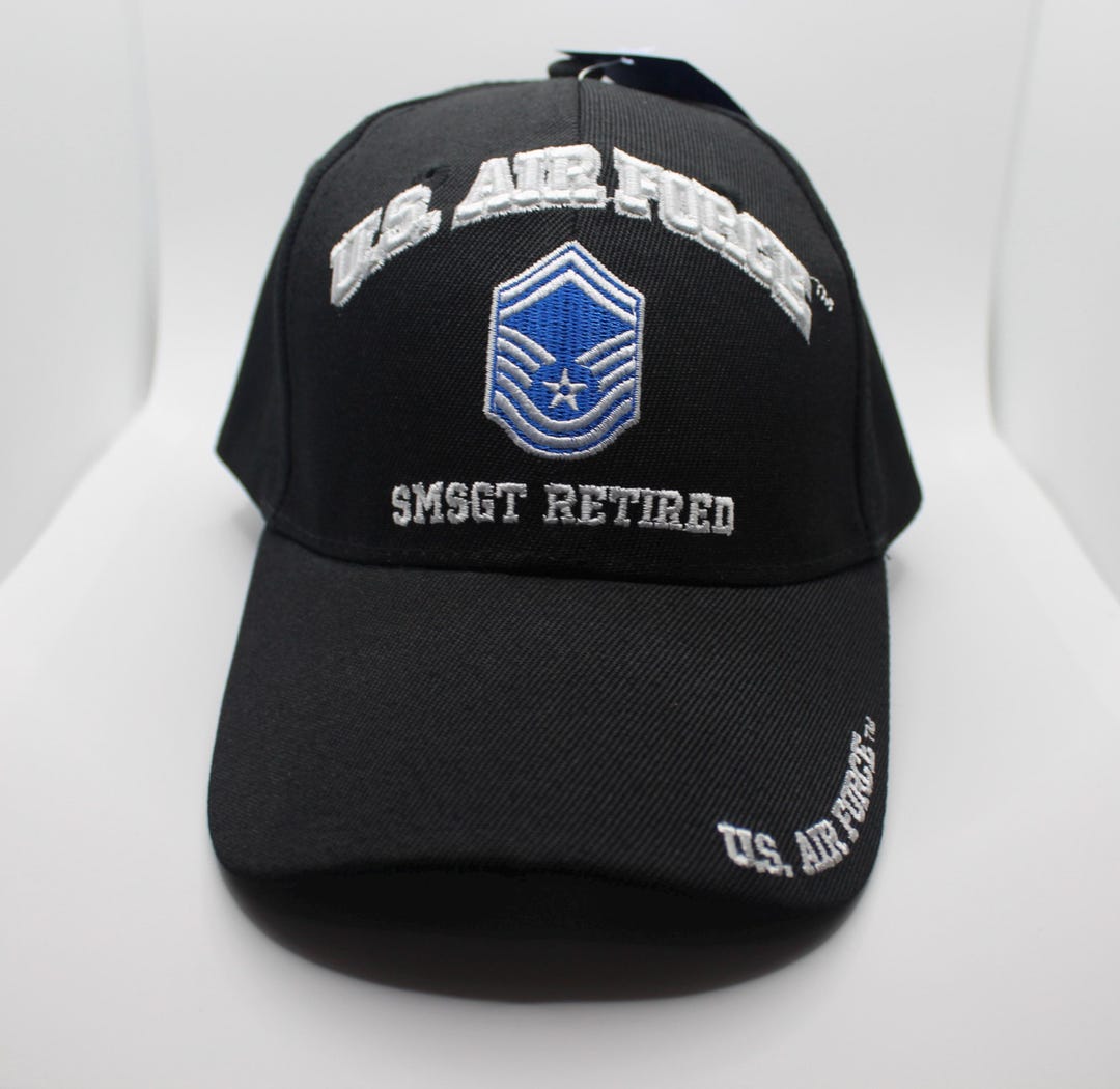 U.S Air Force SMSGT Retired Hat. Air Force Cap. Veteran USAF Black Hat ...