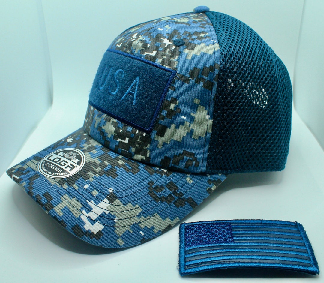 US Flag Baseball Hat. USA American Cap. American Flag Blue Camo Hat ...