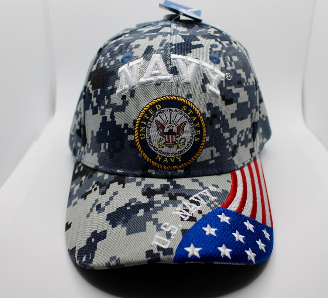 U.S Navy Camo Hat. U.S. Navy American Flag Cap. US Military Hat ...