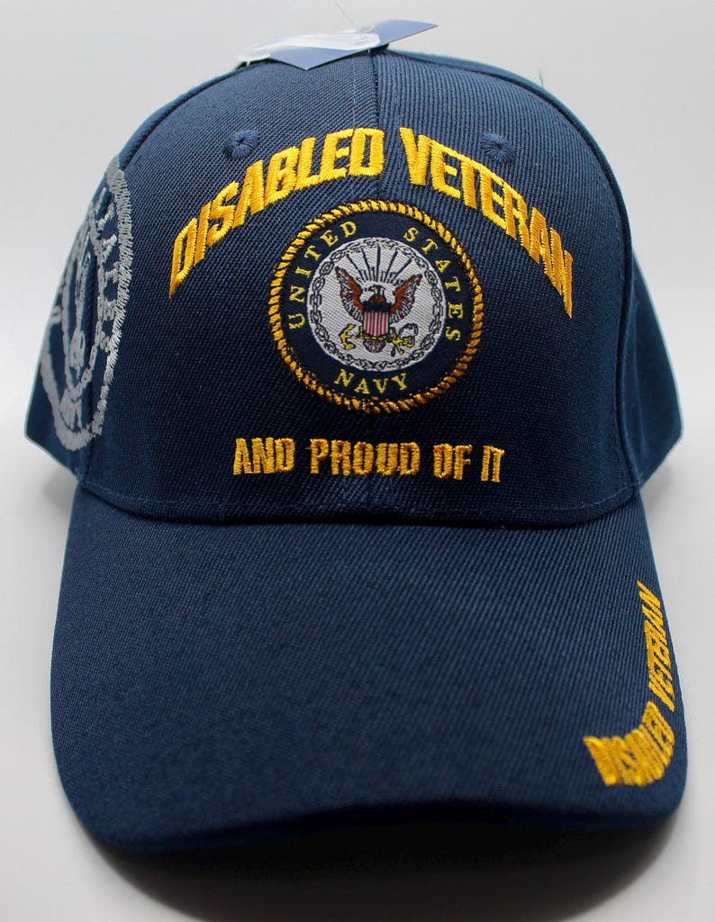 Disabled Veteran and Proud of It Navy Hat. Navy Veteran Blue Hat. Navy ...