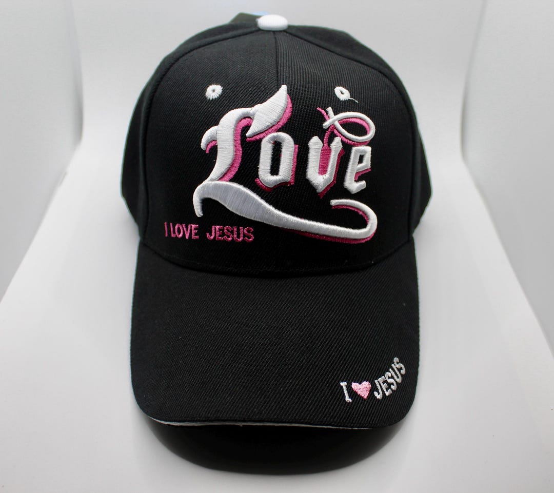 I Love Jesus Black Hat. Jesus Baseball Cap. Christian Black Hat ...