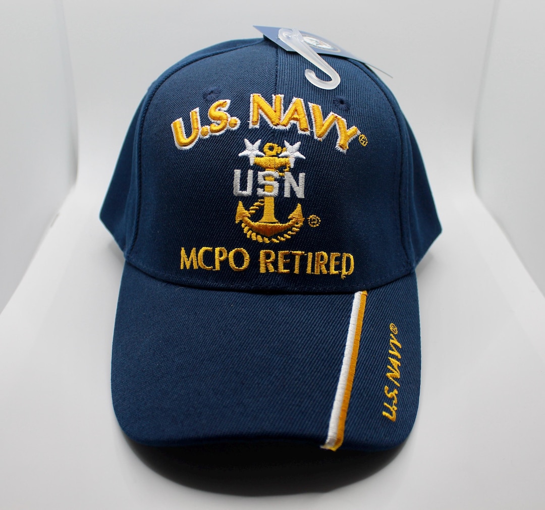 MCPO Retired Navy Hat. Veteran Navy Cap. Navy Anchor Logo Baseball Hat ...