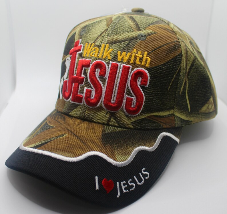 Walk With Jesus Hat. Jesus Christ Baseball Cap. Christian Camo Hat ...