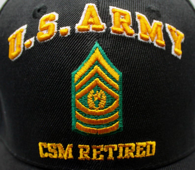 U.S Army CSM Retired Black Hat. Army Veteran Hat. Officially Licensed US Army Embroidered Cap ...
