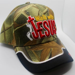 Walk With Jesus Hat. Jesus Christ Baseball Cap. Christian Camo Hat ...