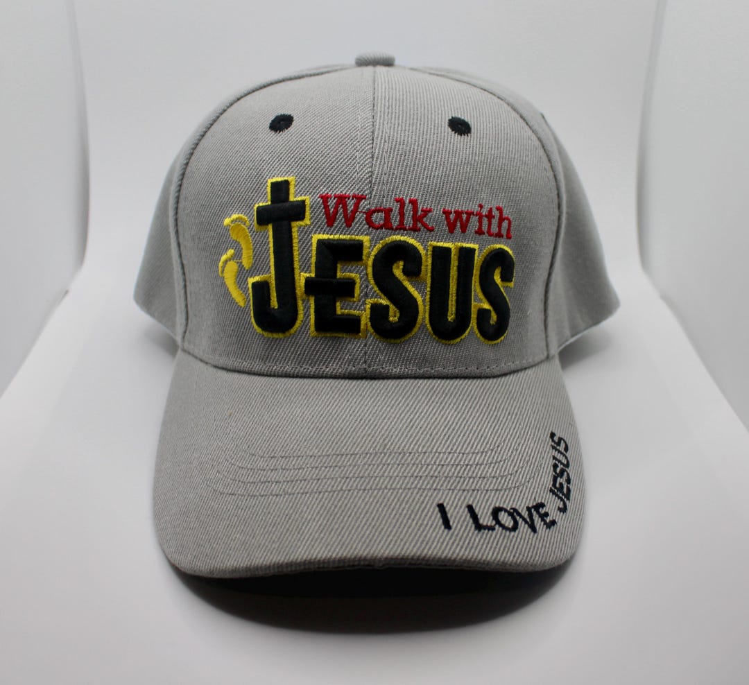 Walk With Jesus Hat. Jesus Christ Baseball Cap. Christian Gray Hat ...