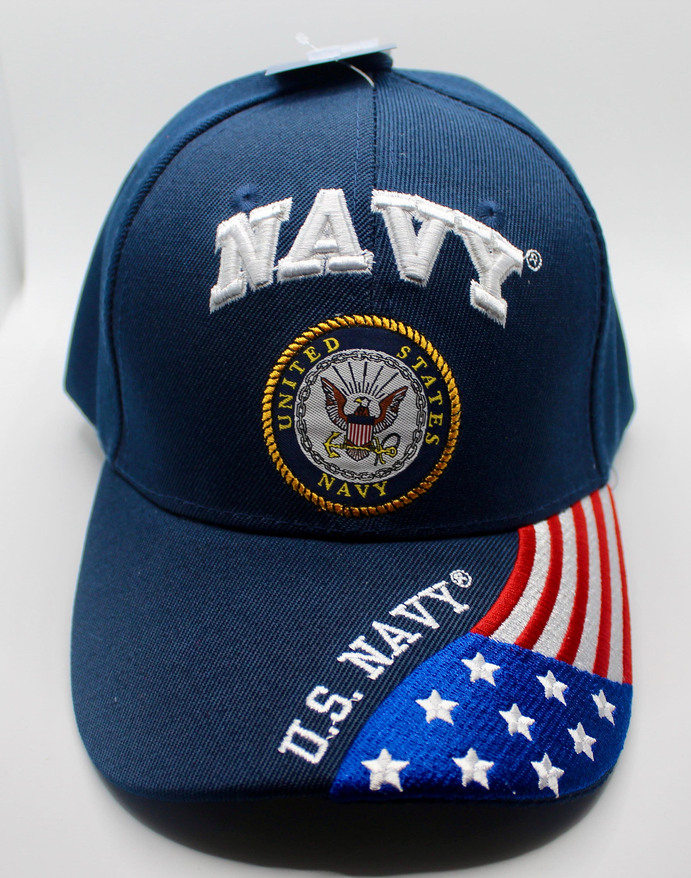 Navy Blue Hat. U.S. Navy American Flag Cap. US Military Hat. Officially ...