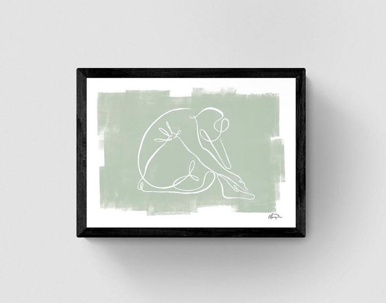 Nude Woman Line Art, Line Drawing Print, Yoga Artwork, Abstract One ...