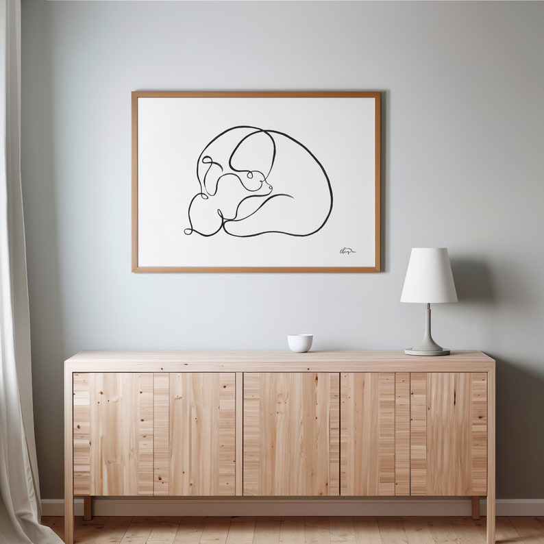 Bear and Cub Line Art, Line Drawing Print, Artwork, Abstract One Line ...