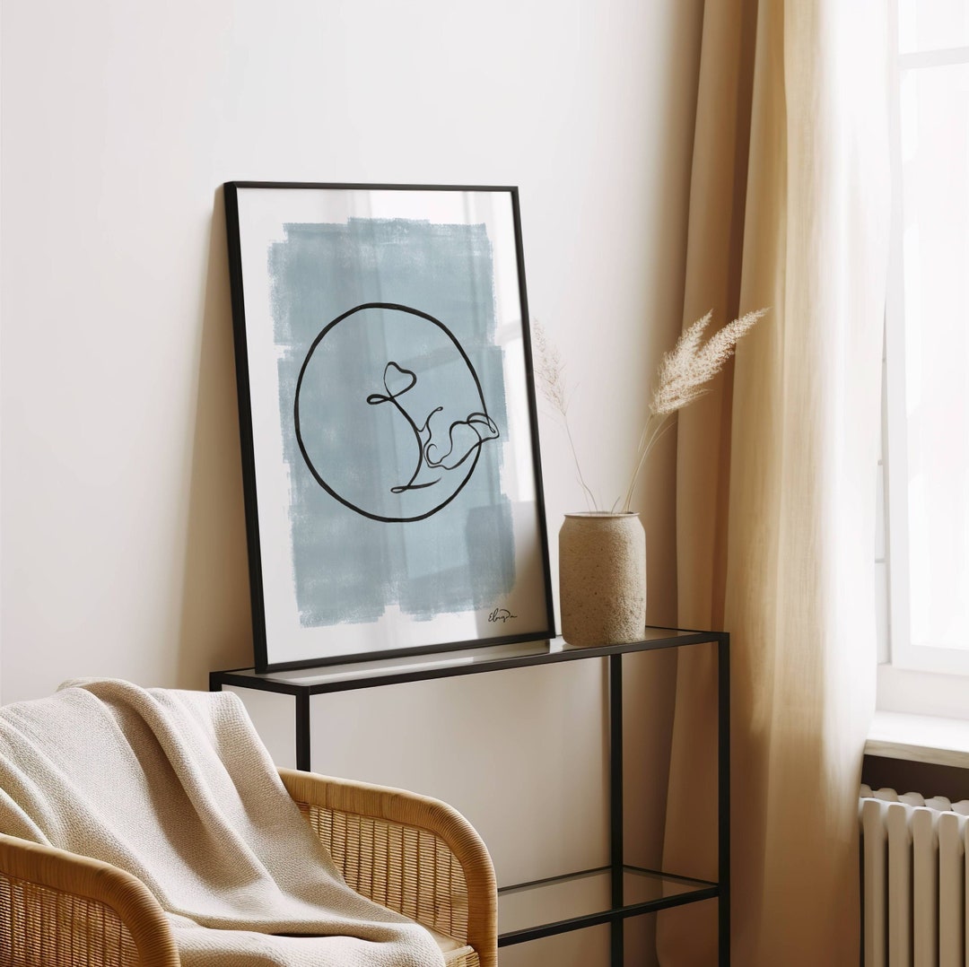 Curled-up Cat Line Drawing Print, Feline Artwork, Abstract One Line ...