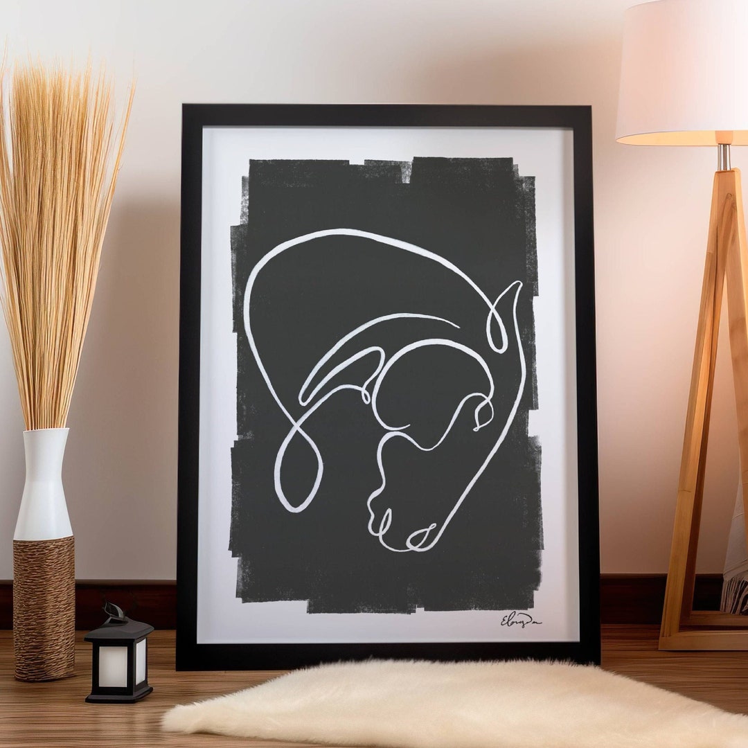 Horse Line Art, Digital Download, Line Drawing, Profile Horse Head ...