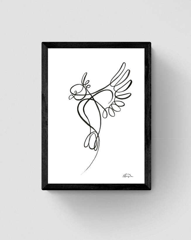 Bird Line Art Print, Line Drawing, Hand-painted Line Drawing, Abstract ...