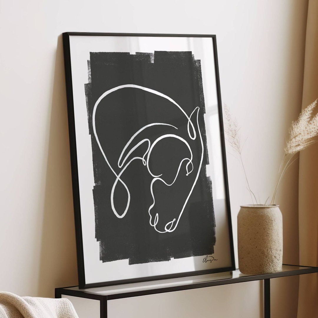 Horse Line Art, Line Drawing Print, Equine Artwork, Abstract One Line ...