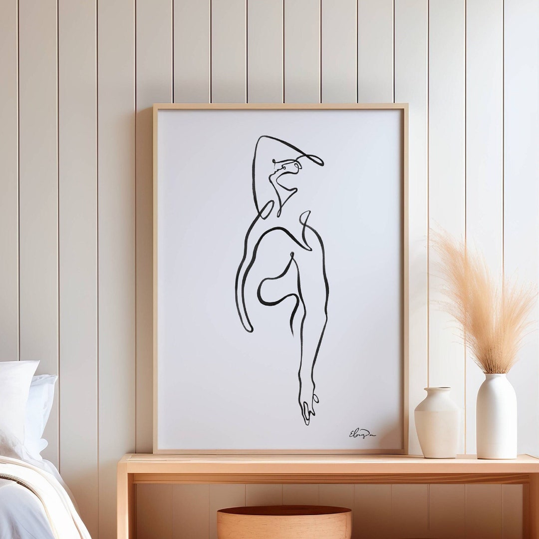 Male Form Line Art Print, Line Drawing, Line Art, Abstract Line ...