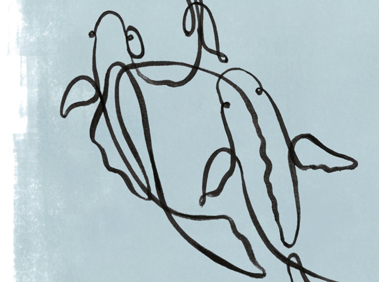 Swimming Fish Line Art, Digital Download, Line Drawing, Hand-painted ...