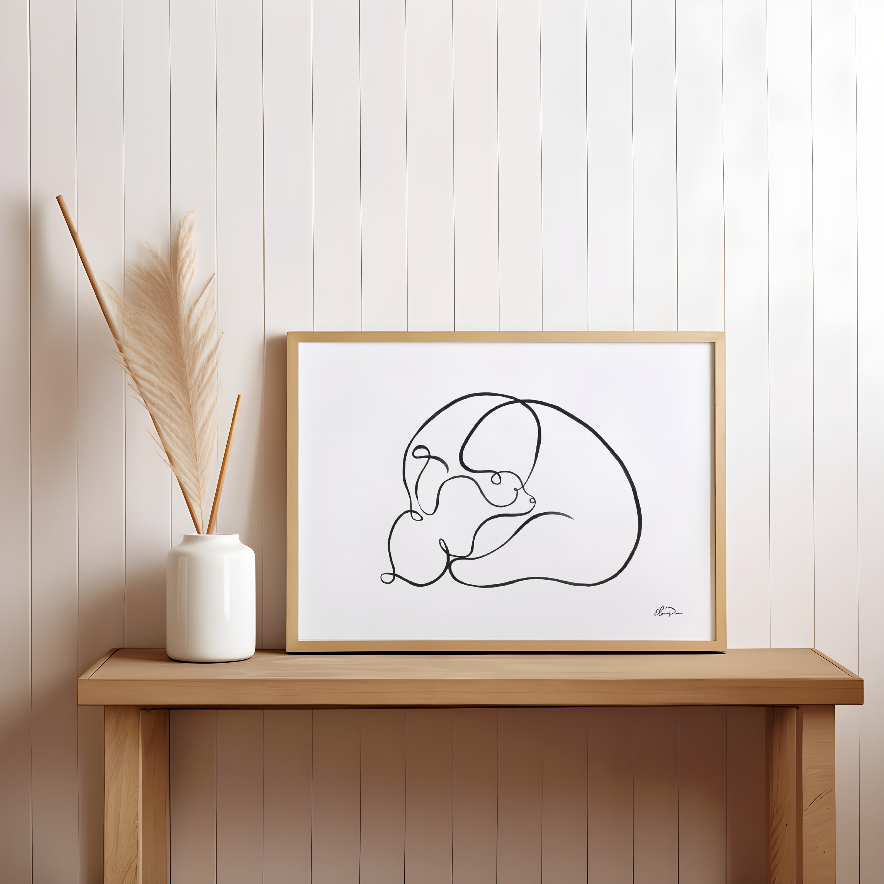 Bear and Cub Line Art, Line Drawing Print, Artwork, Abstract One Line ...