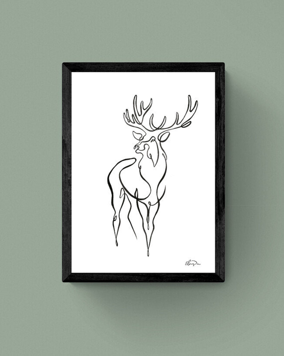 Stag Line Drawing, Wall Art, Nature Artwork, Abstract One Line Sketch ...