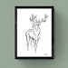 Stag Line Drawing, Wall Art, Nature Artwork, Abstract One Line Sketch ...