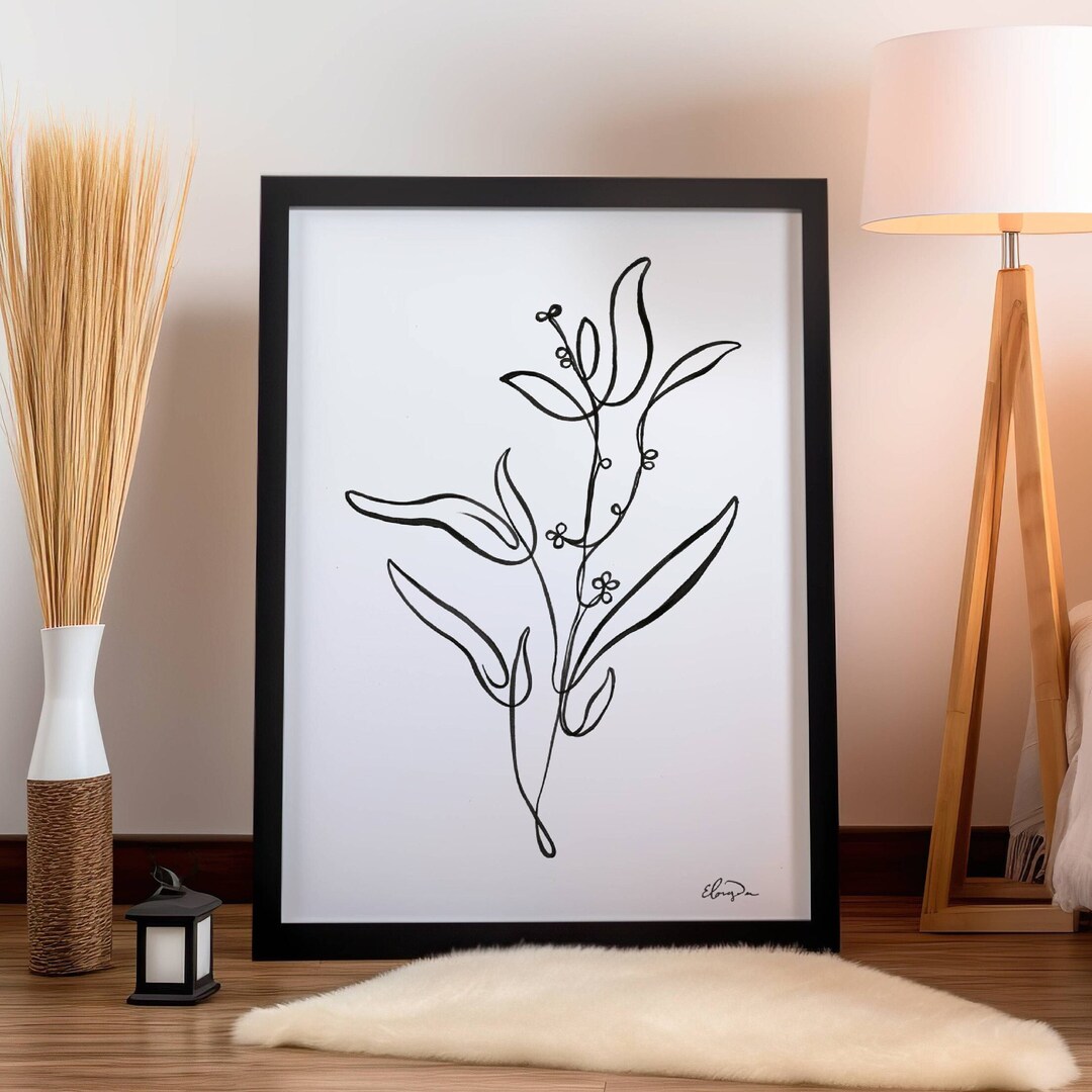 Plant Line Drawing, Wall Art, Digital Download, Nature Artwork ...