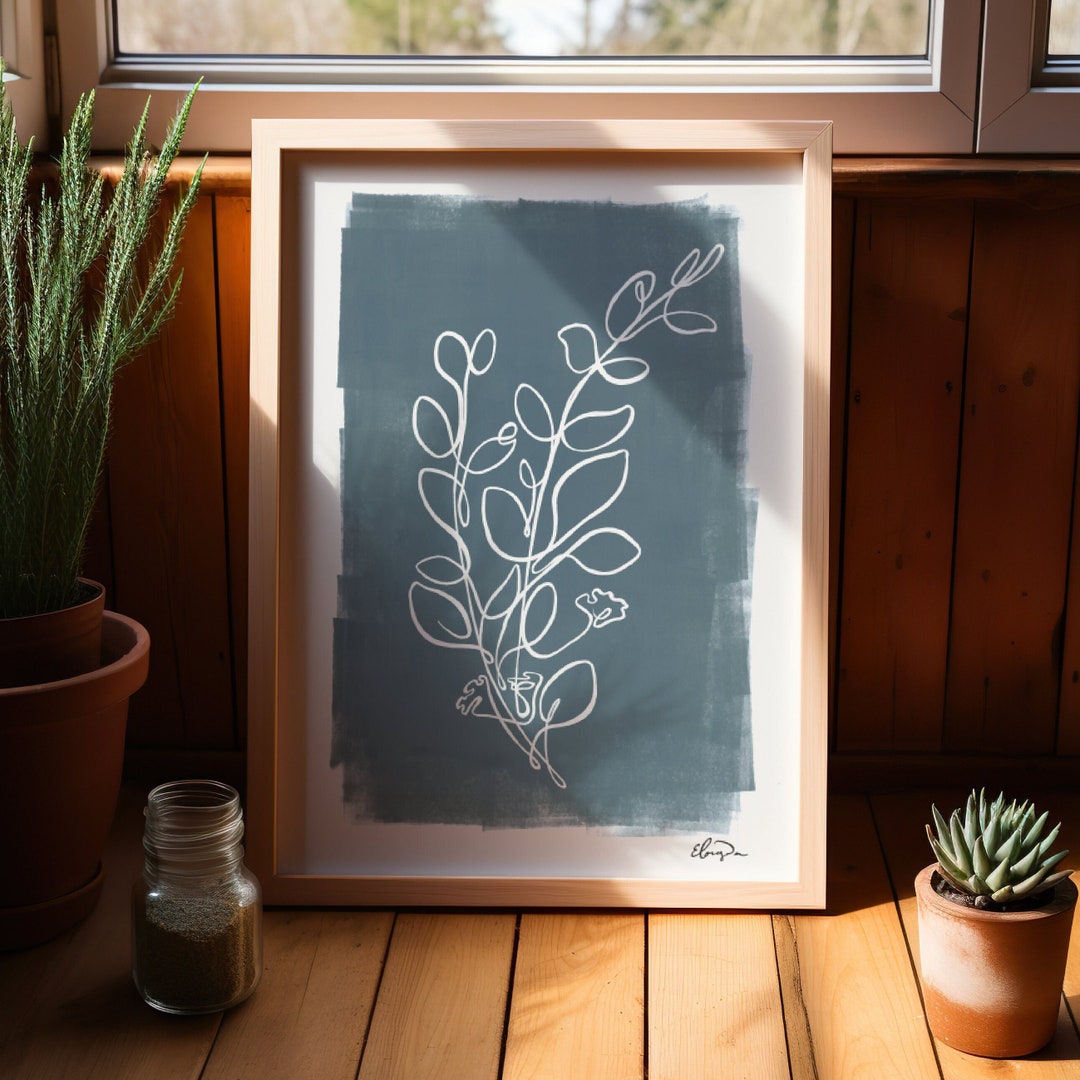 Plant Line Drawing Print, Wall Art, Nature Artwork, Abstract One Line ...