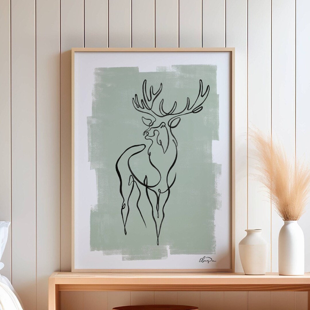 Stag Line Art, Digital Download, Line Drawing, Buck Deer Artwork ...