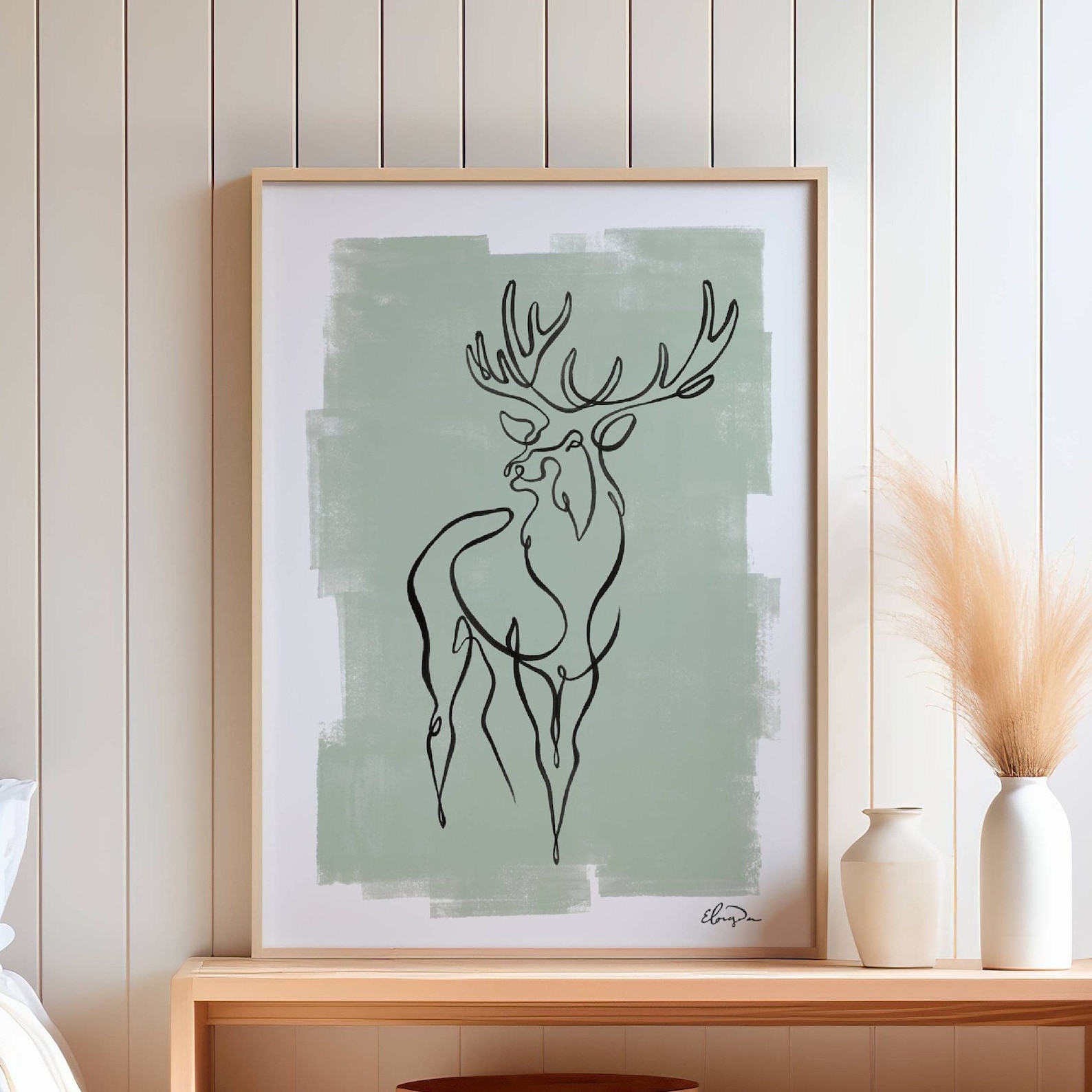 Stag Line Art, Digital Download, Line Drawing, Buck Deer Artwork ...
